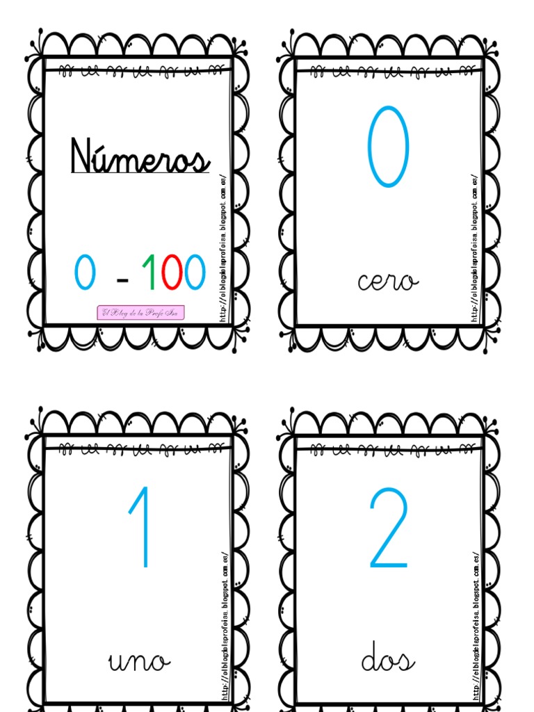 Números del 0 al 100 para imprimir | PDF