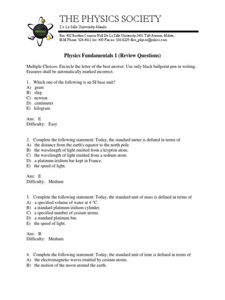 Physics Fundamentals 1 Reviewer P1&2 | PDF | Euclidean Vector ...