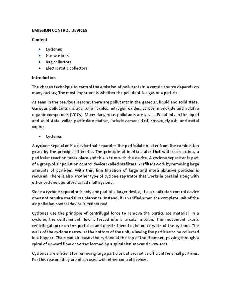 Emission Control Devices Overview | PDF | Exhaust Gas | Air Pollution
