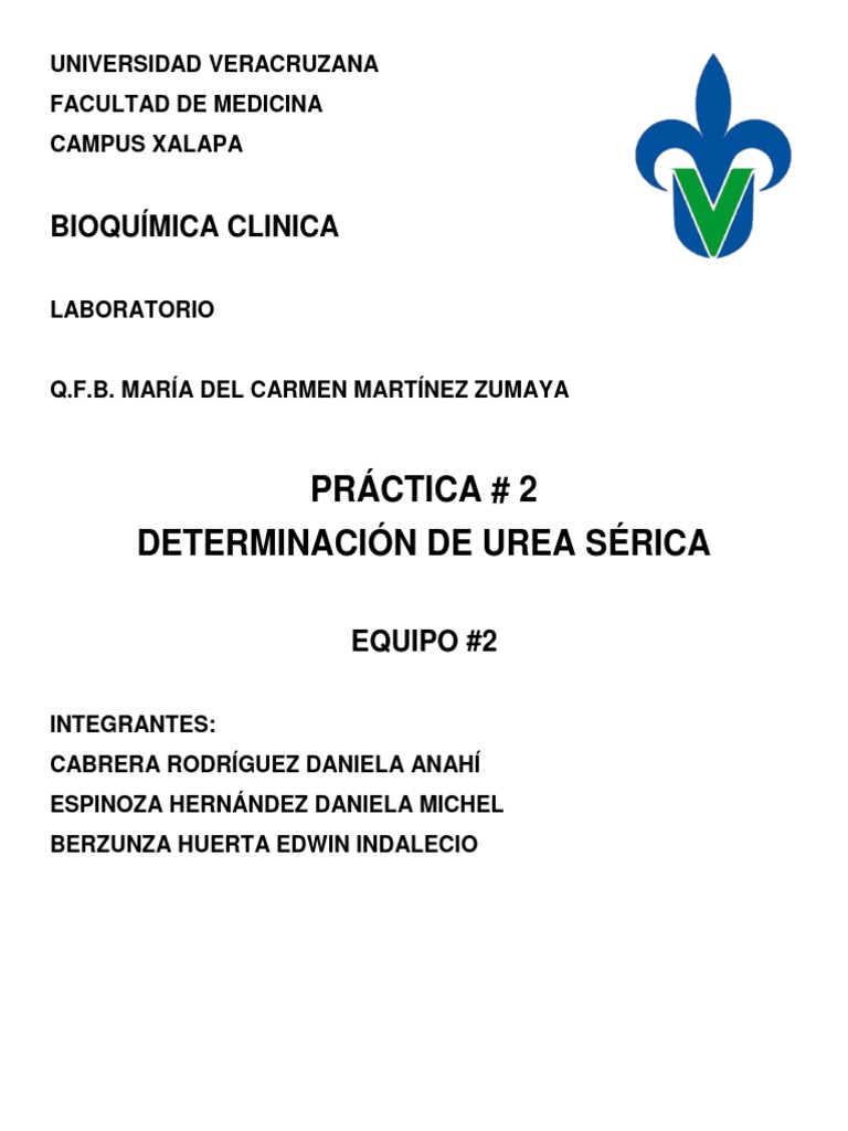 Práctica 2 Determinación de Urea | PDF | Bioquímica | Química