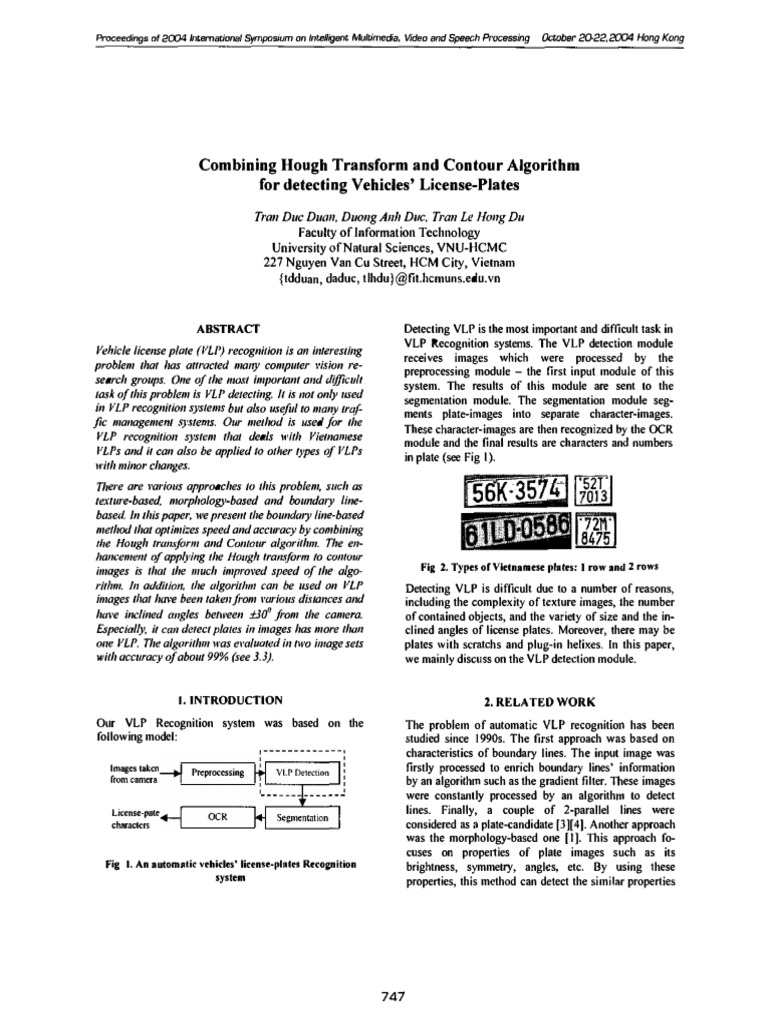 Combining Hough Transform And Contour Algorithm For Detecting Vehicles License Plates Pdf