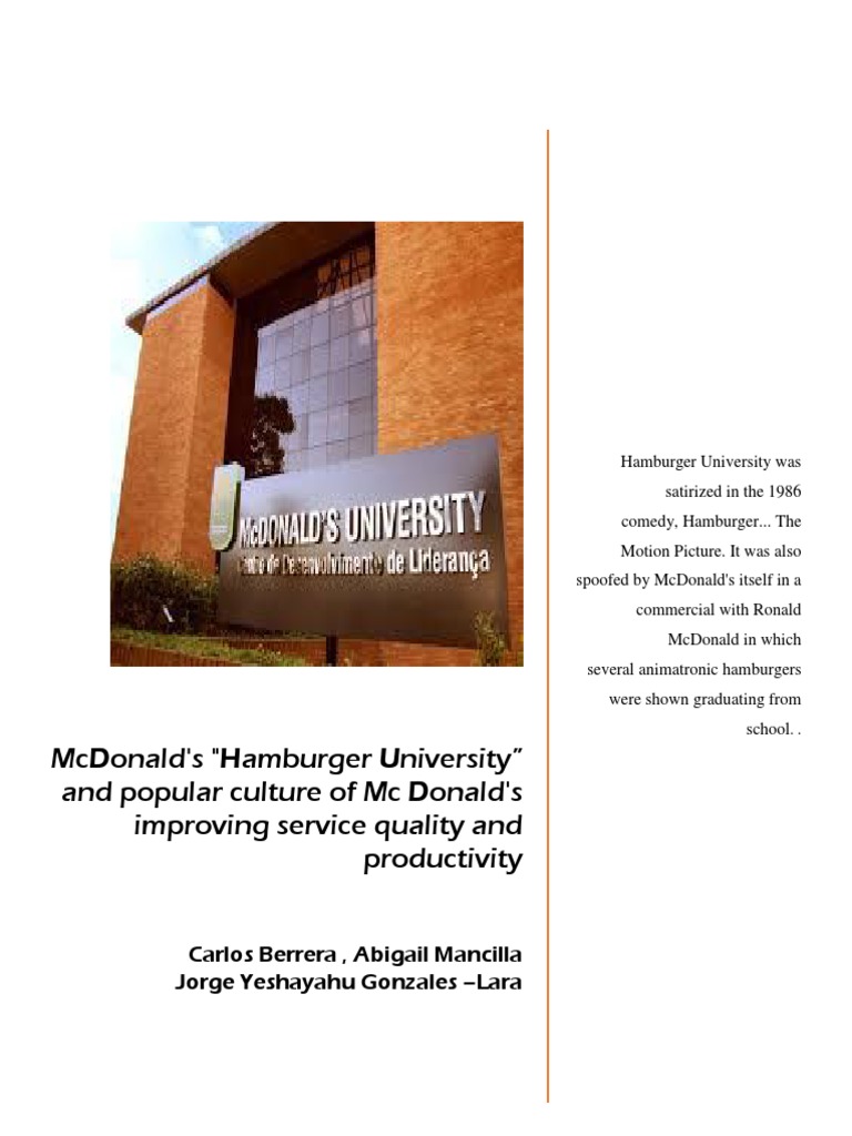 McDonald's Hamburger University Overview | PDF | Mc Donald's | Employment