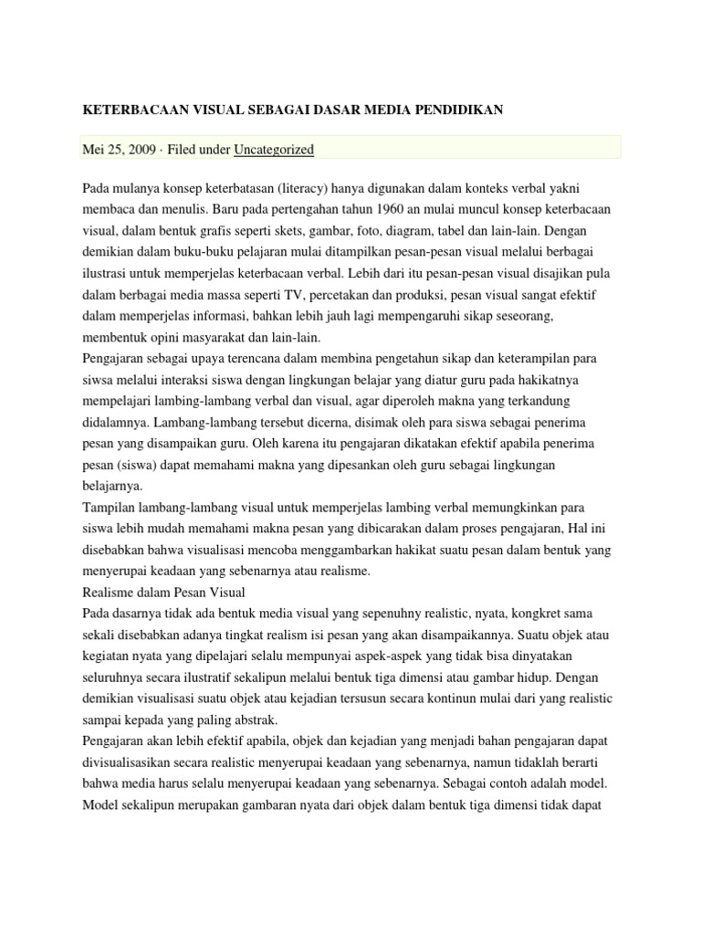 Keterbacaan Visual dalam Pendidikan | PDF | Pengembangan Diri ...