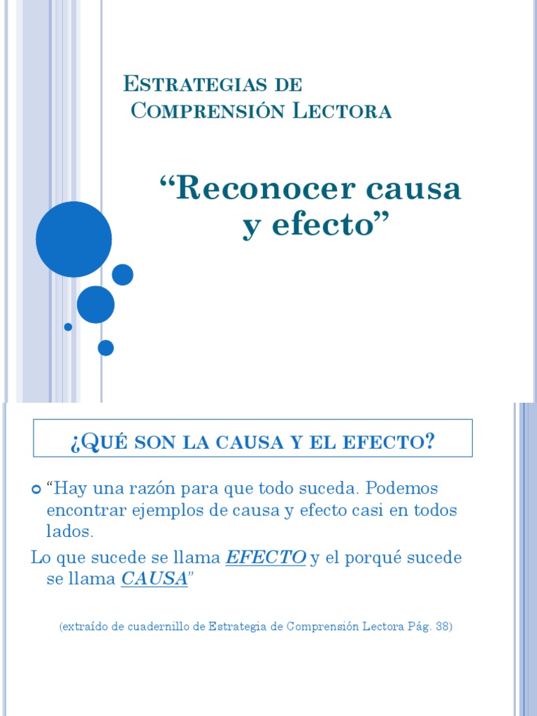 Estrategia Causa - Efecto | PDF | Comprensión lectora | Agitación