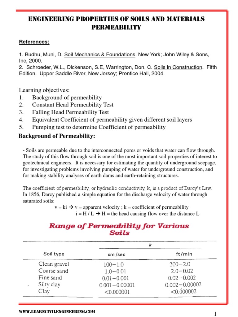 Permeability | PDF | Soil Mechanics | Geotechnical Engineering