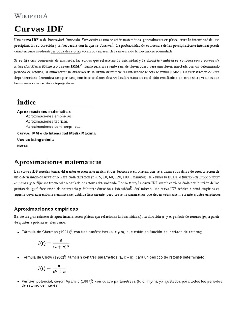 Curvas IDF | PDF | Precipitación | Lluvia