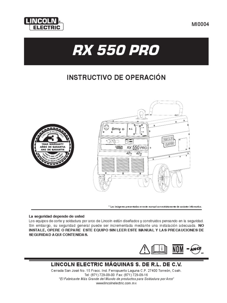 Manual de Operacion Rx 550 Pro | Soldadura | Electricidad
