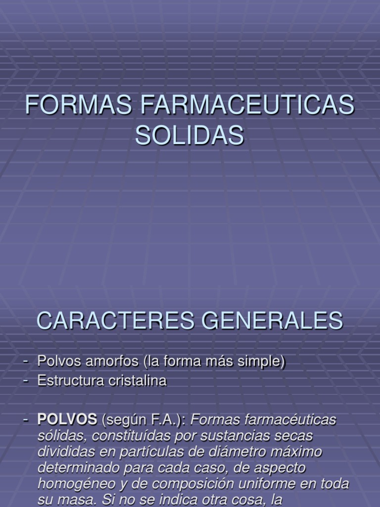 Formas Farmaceuticas Solidas (Farmacotecnia i) (1) | Medicamentos con ...