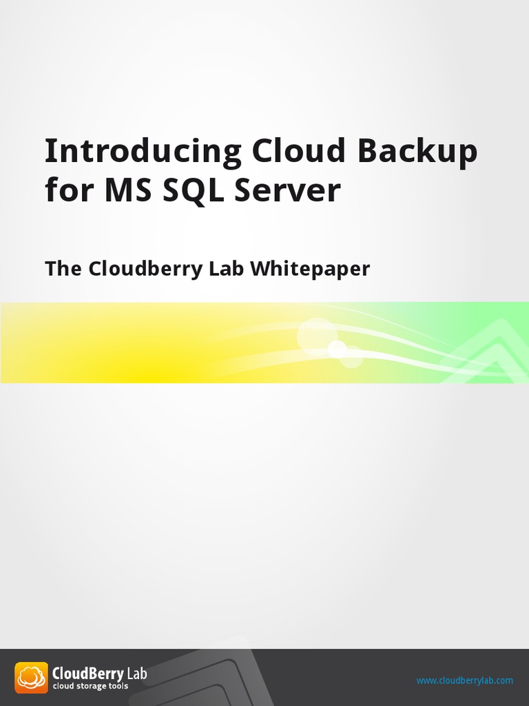 CloudBerry Backup For MS SQL | PDF | Backup | Cloud Computing
