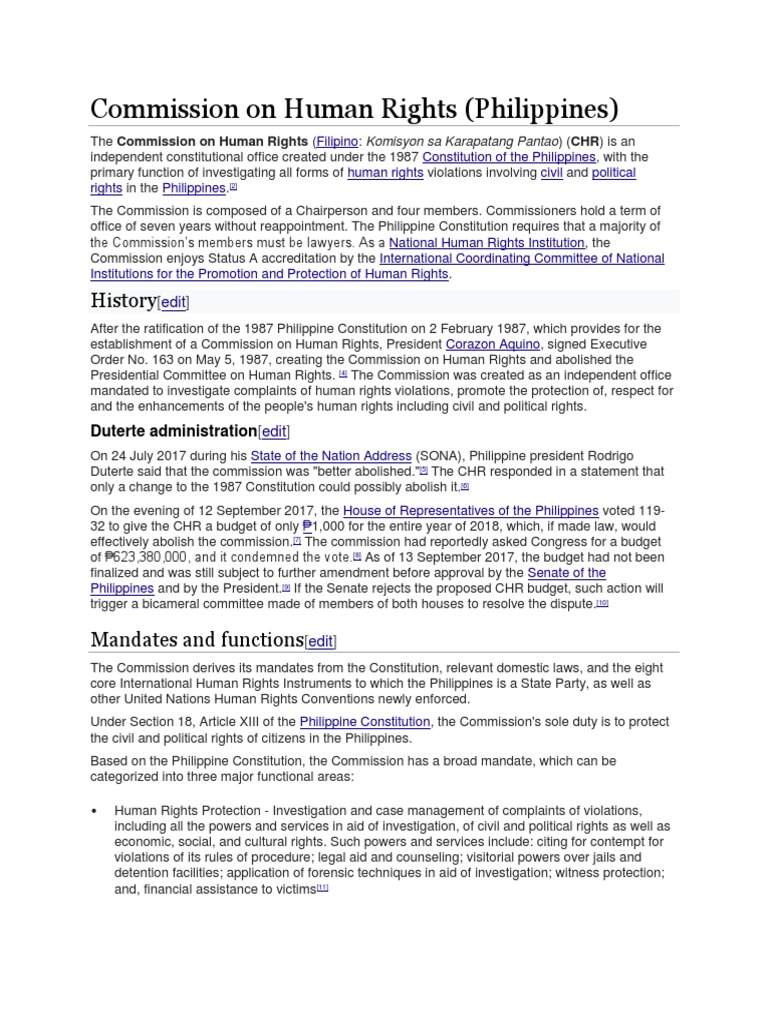 Commission On Human Rights (Philippines) : History | PDF | Ethical ...