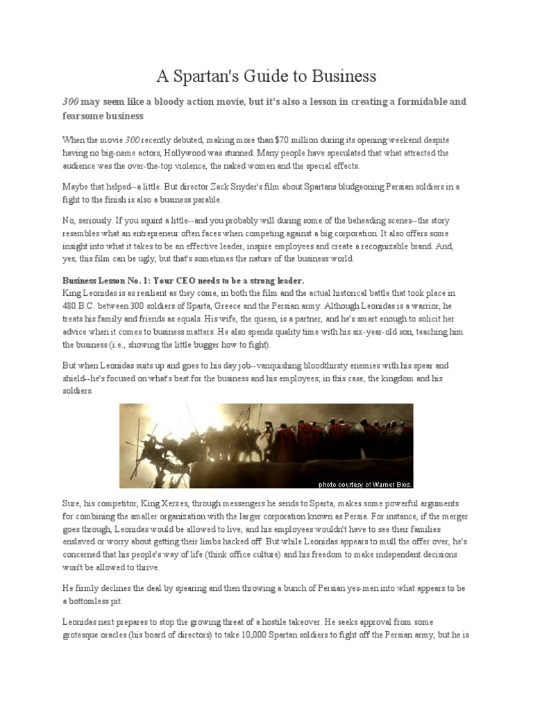 A Spartan's Guide To Business | PDF | Sparta | Unrest