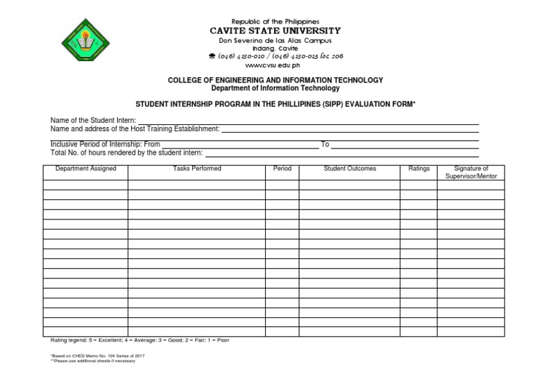 SIPP Evaluation Form for Interns | PDF