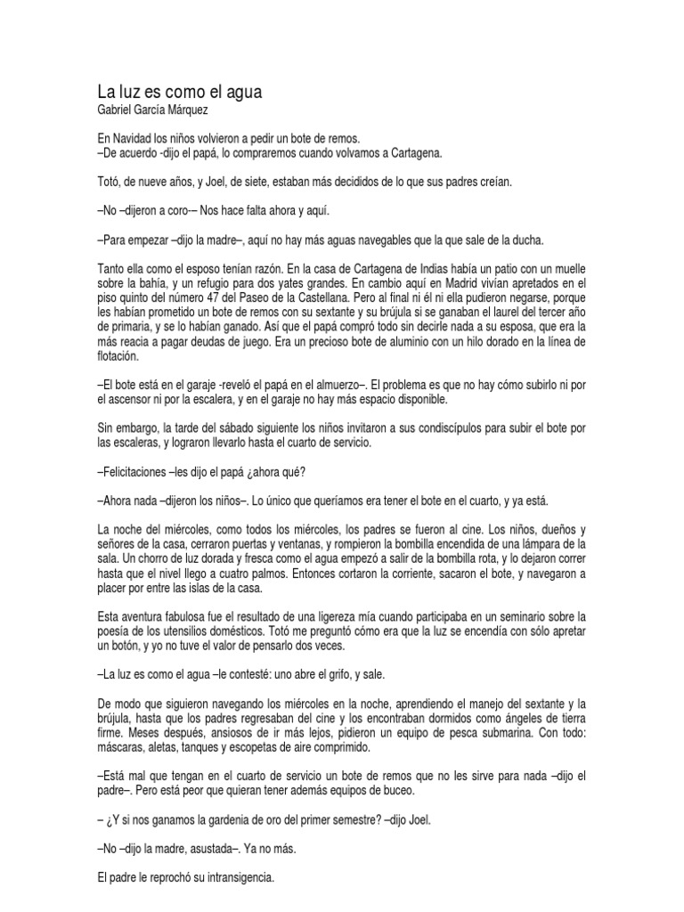 La luz es como el agua: un cuento | PDF | Naturaleza