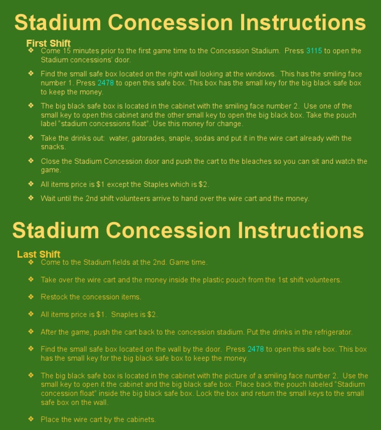 Stadium Concession Instructions | PDF