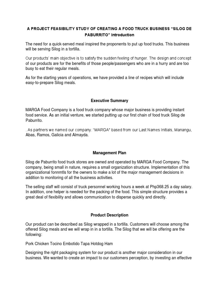 Creating A Food Truck Business "Silog de Paburrito" | PDF | Food Truck ...