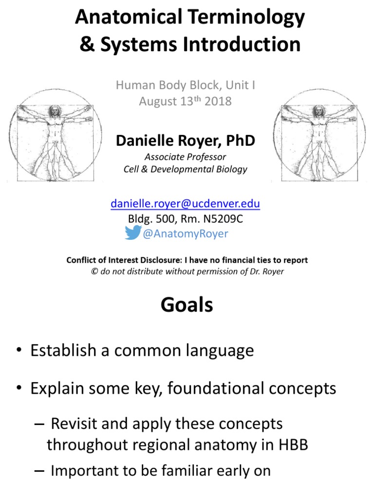 Danielle Royer, PHD: Human Body Block, Unit I August 13 2018 | PDF ...