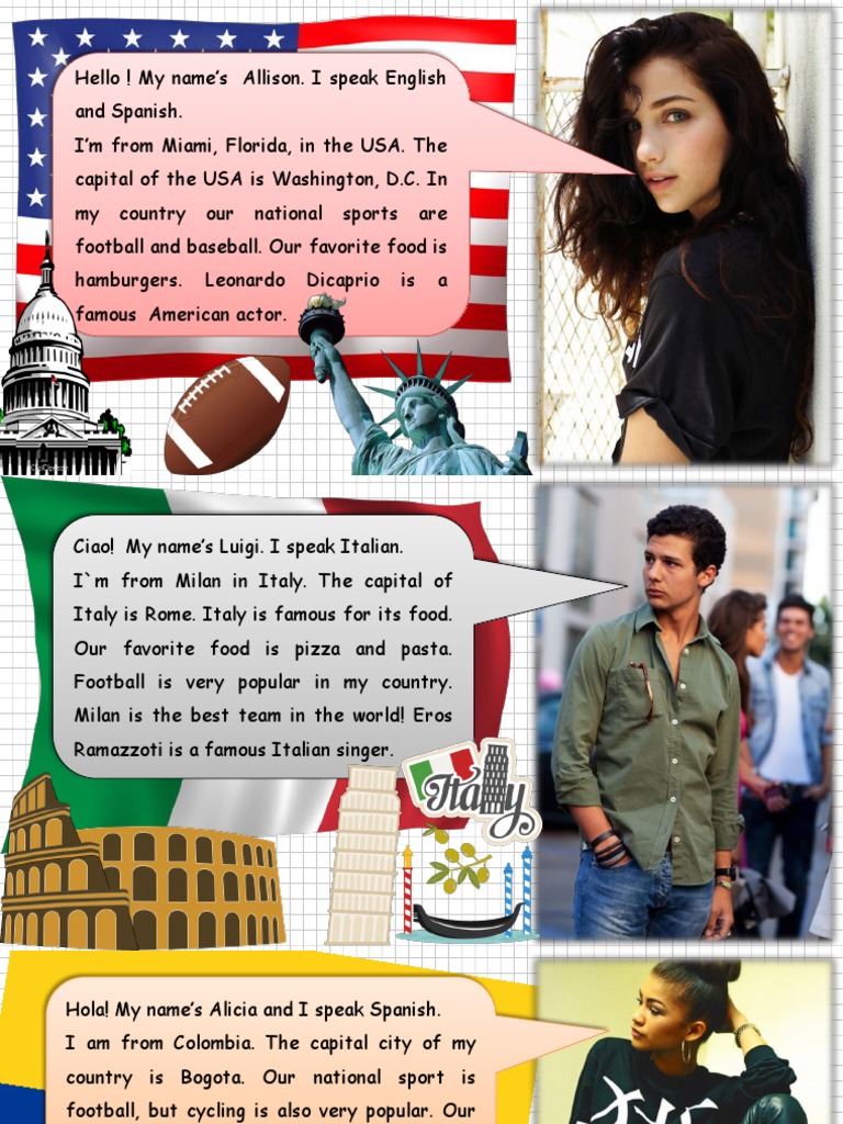 Countries and Nationalities Reading Comprehension DIAPOSITIVAS | PDF