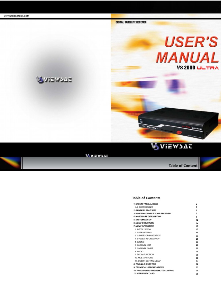 Viewsat Ultra Manual V01 | PDF | Coaxial Cable | Personal Identification Number