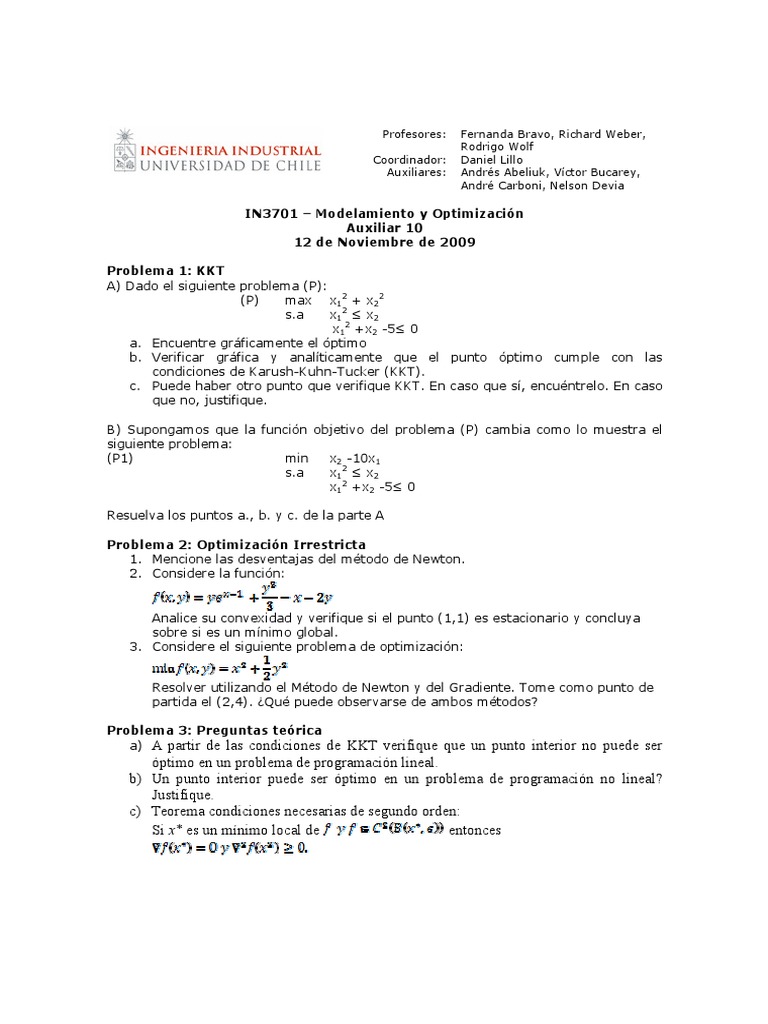 KKT Ejercicios Resueltos | PDF | Optimización Matemática | Álgebra lineal