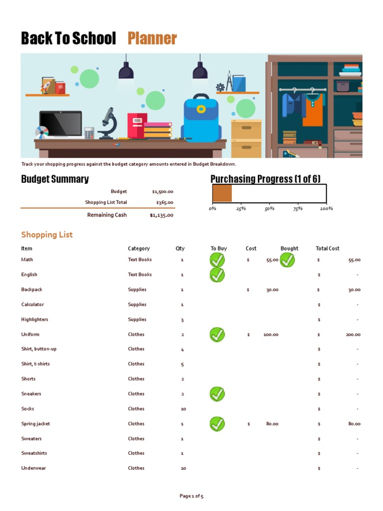 Back to School Budget Planner | PDF | Sweater | Textbook