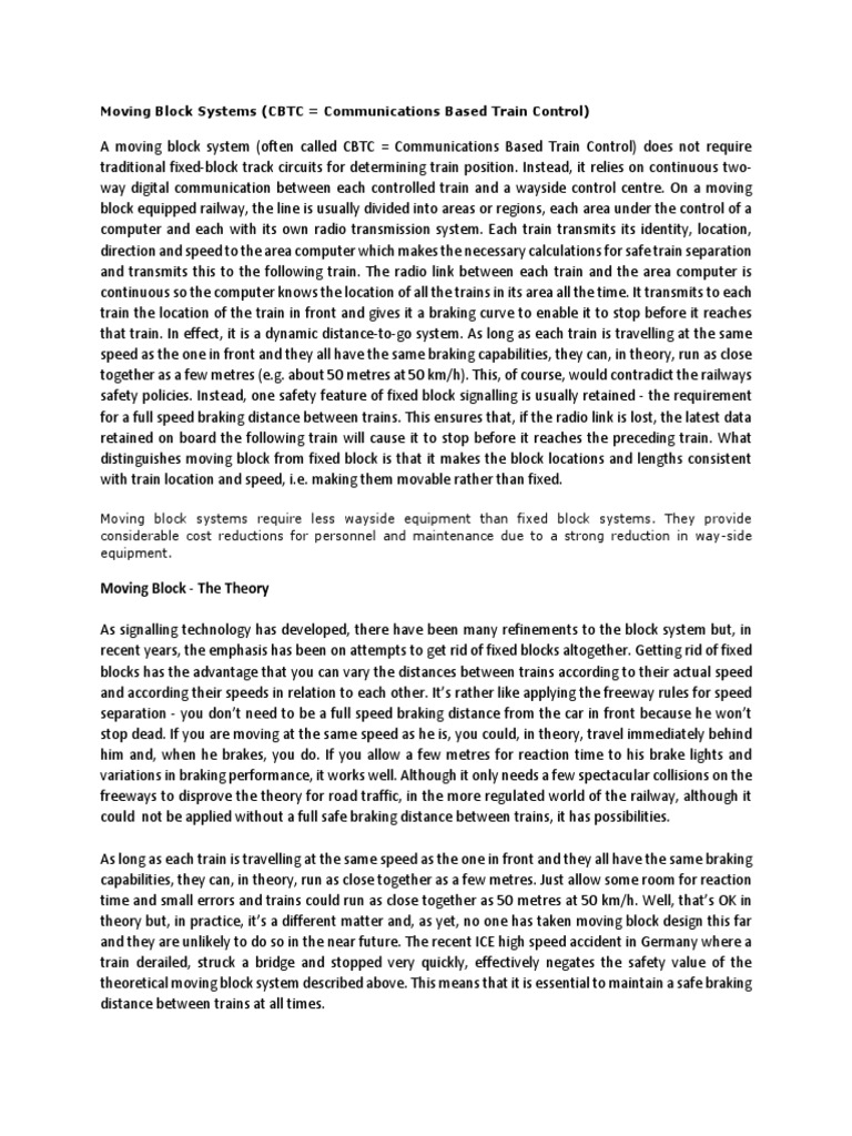 Moving Block Systems | Download Free PDF | Train | Radio