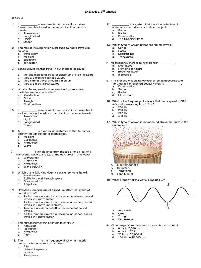 Exercise 8th Grade | PDF | Waves | Sound