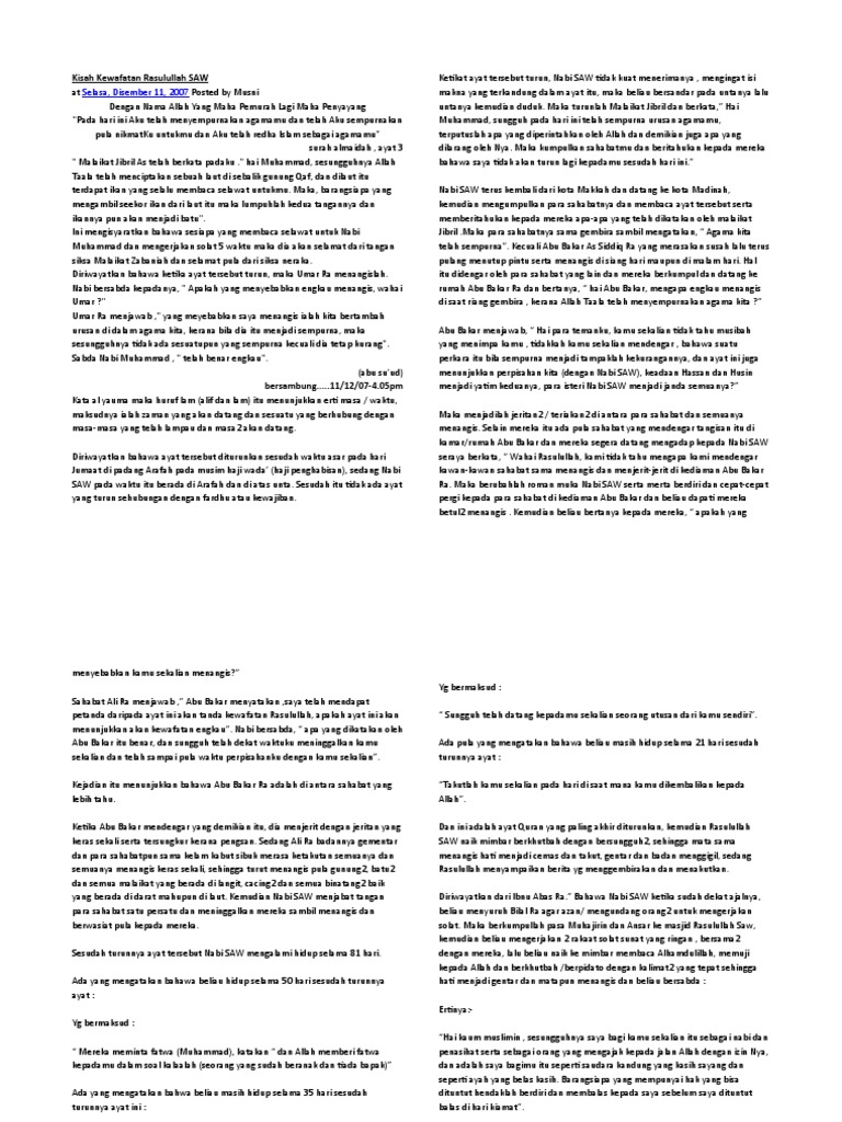 Kisah Kewafatan Rasulullah SAW | PDF | Agama & Spiritualitas