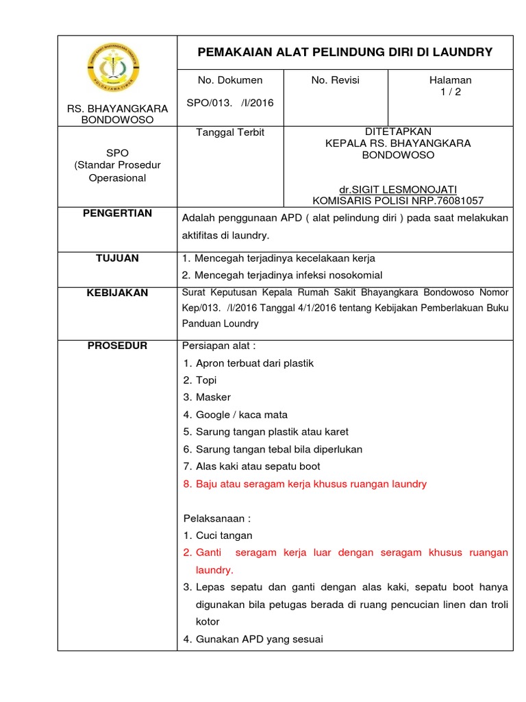 Prosedur Pencucian Linen Infeksius | PDF