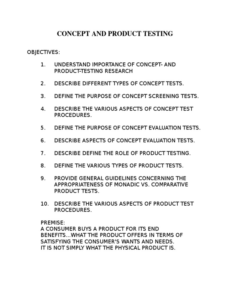 Concept Testing | PDF | Concept | Evaluation