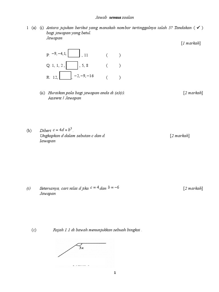 Soalan Maths Form 2 | PDF