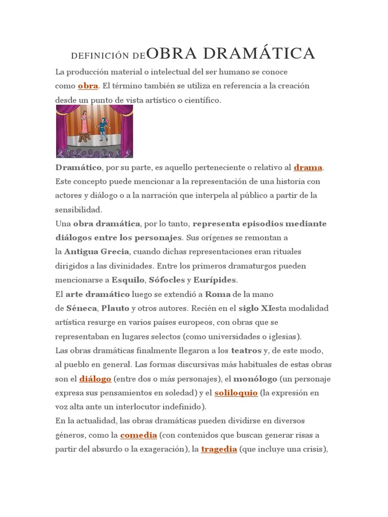 Definición de Obra Dramática | Monólogo | Teatro