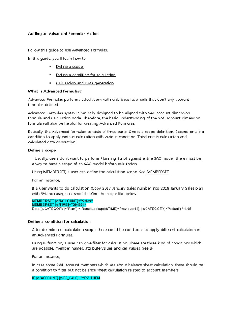 Help of Advanced Formulas | PDF | Function (Mathematics) | Formula