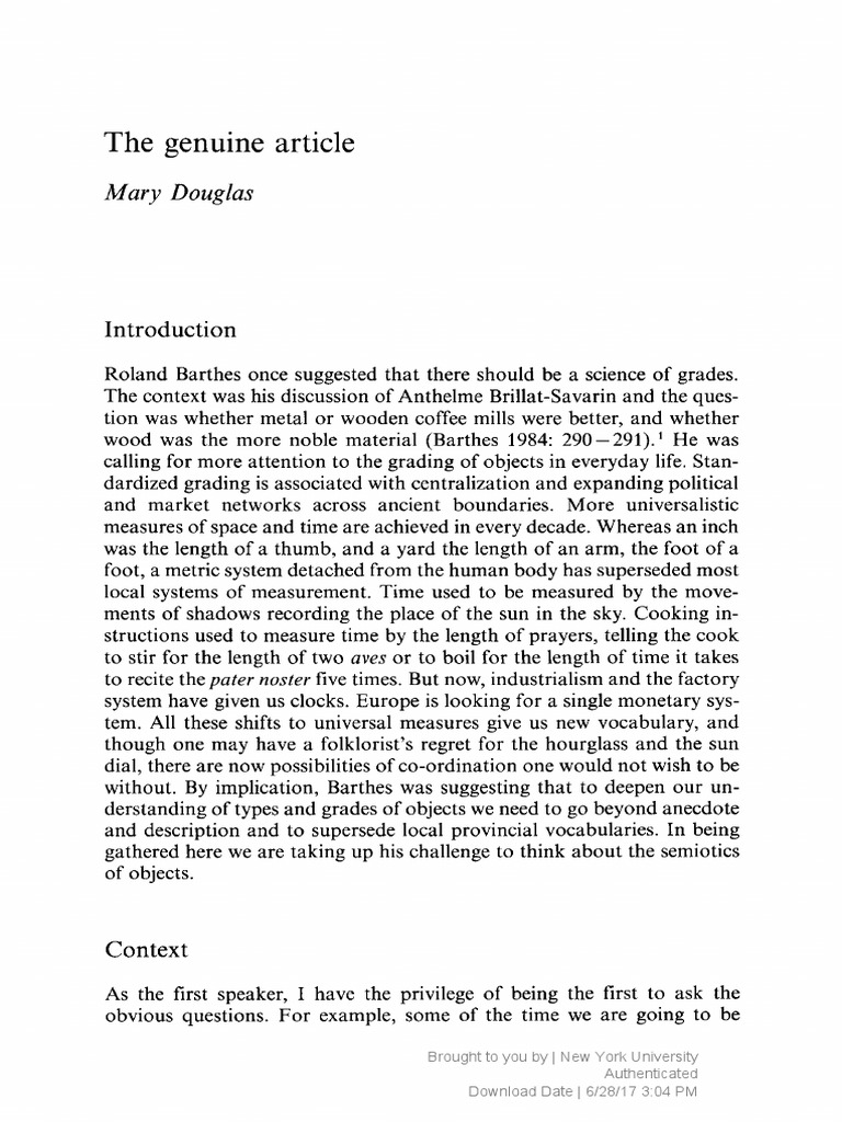 Mary Douglas, The Genuine Article | PDF | Paintings | Authentication
