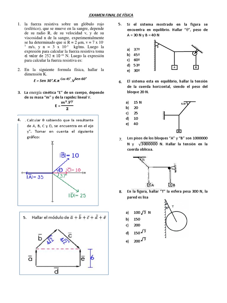Examen Final de Fisica | PDF | Velocidad | Física