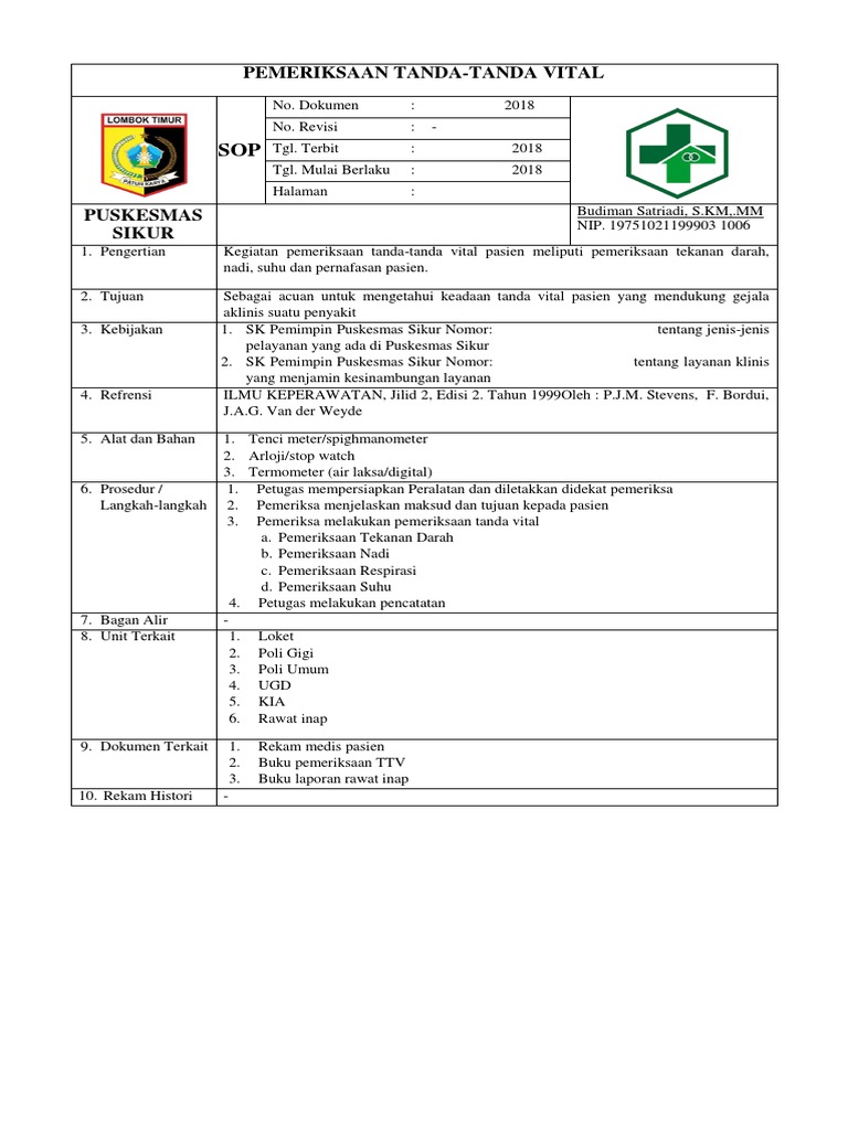 Sop Pemeriksaan TTV | PDF | Kesehatan Holistik