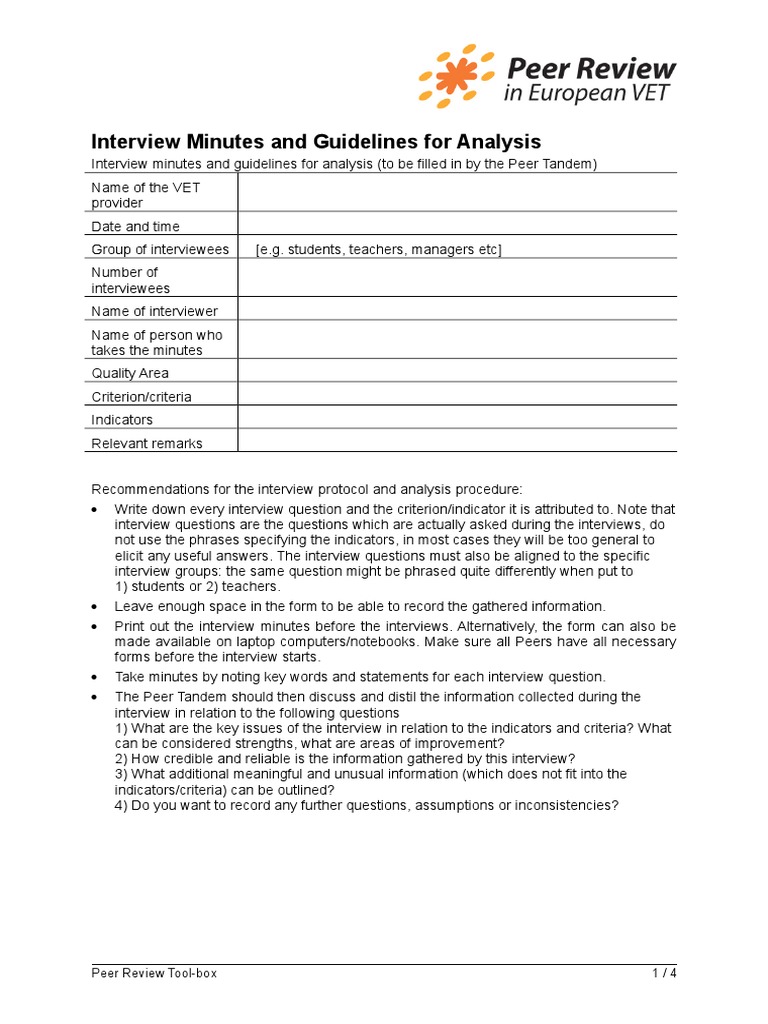 07 Interview Minutes and Guidelines For Analysis | PDF | Question ...