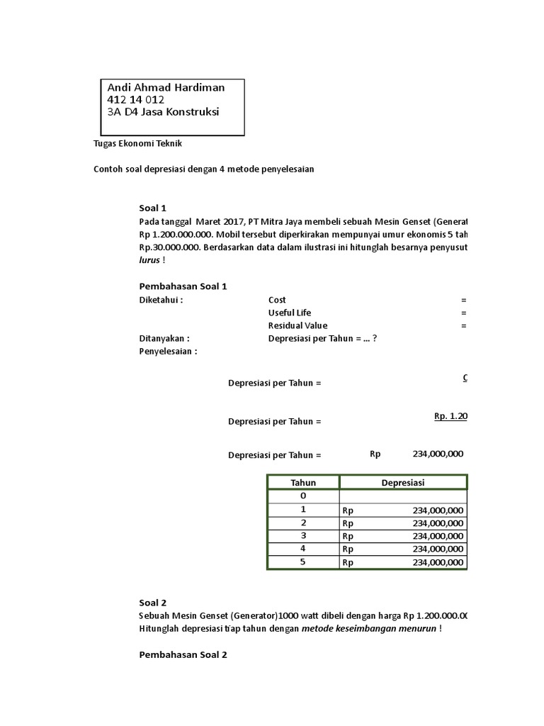 Depresiasi Ekonomi Teknik | PDF