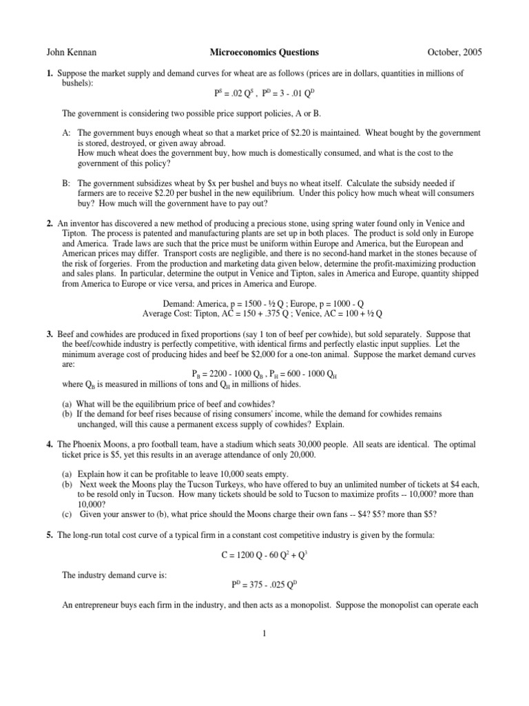 Micro Problems G | PDF | Demand | Labour Economics