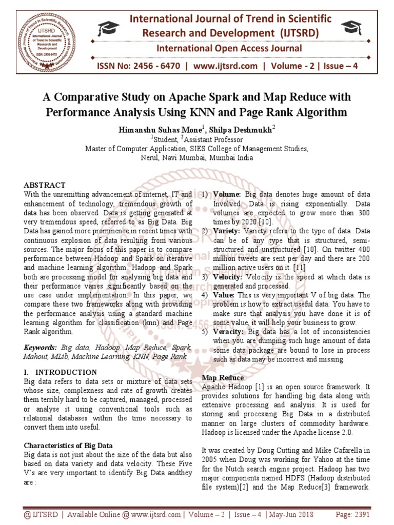 A Comparative Study On Apache Spark and Map Reduce With Performance ... A Comparative Study On Apache Spark and Map Reduce With Performance ...