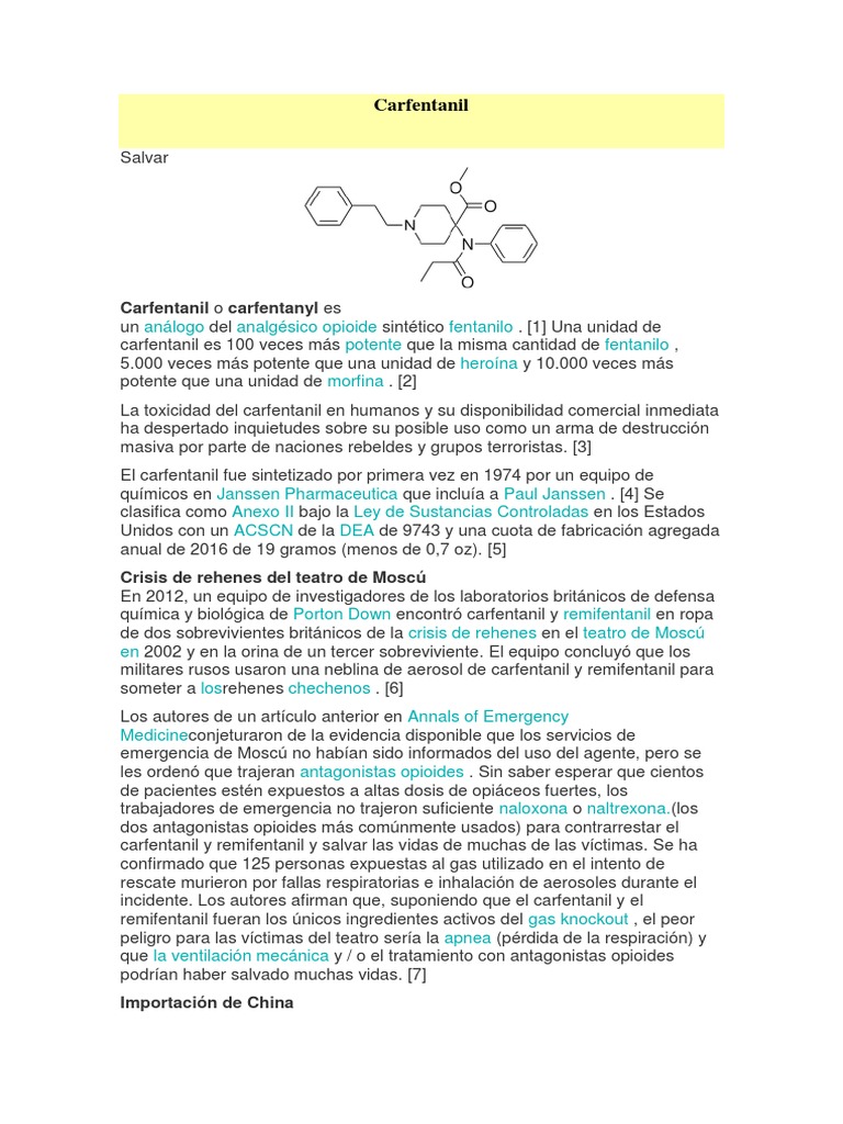 El potente analgésico opioide carfentanilo: su historia, usos médicos y ...