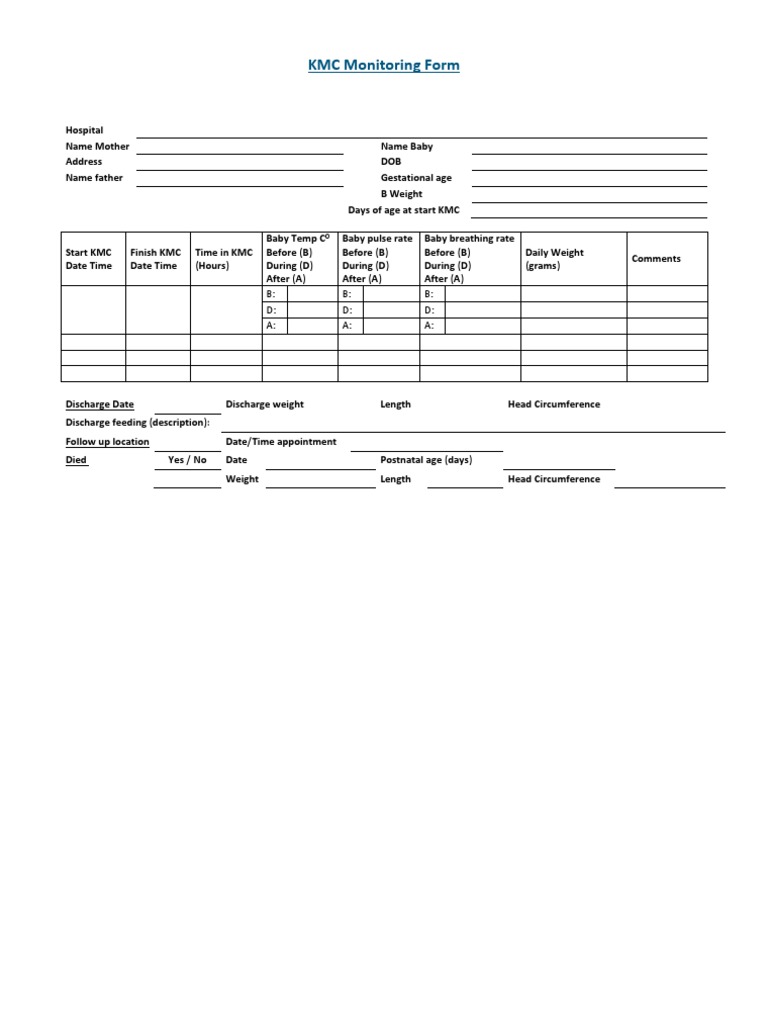 KMC Monitoring Form | PDF