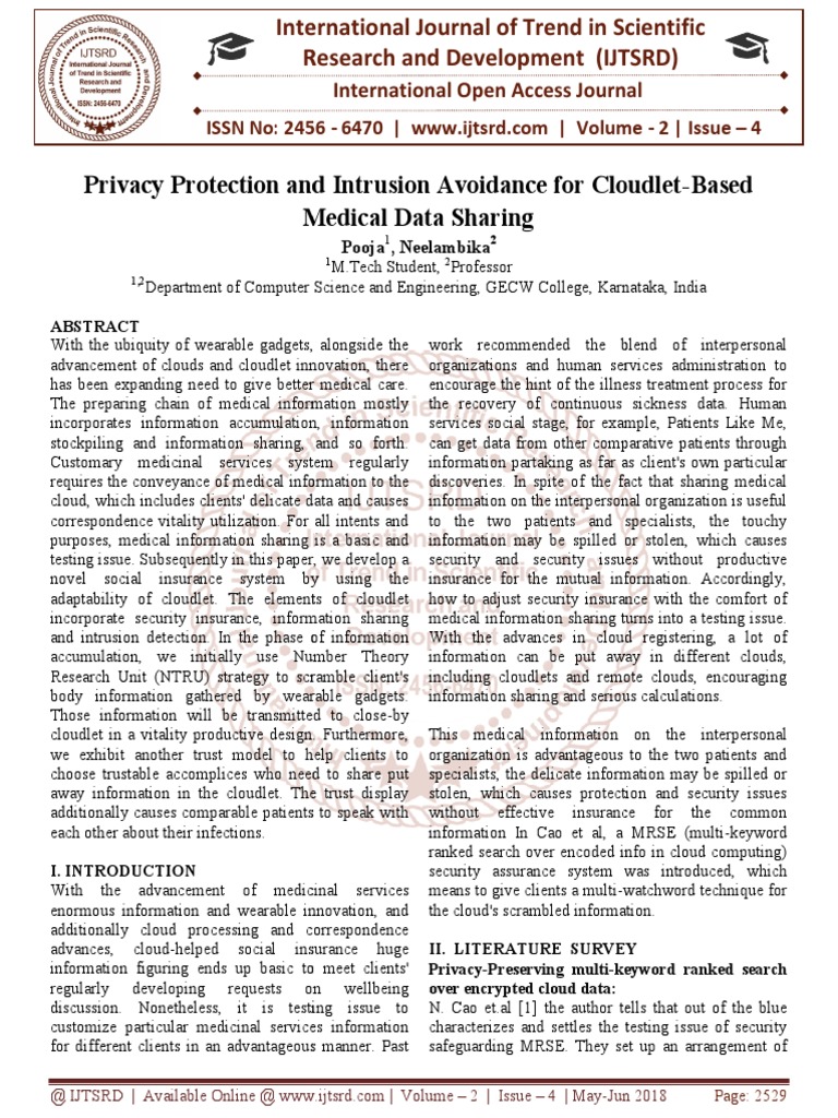 Privacy Protection and Intrusion Avoidance For Cloudlet-Based Medical ...