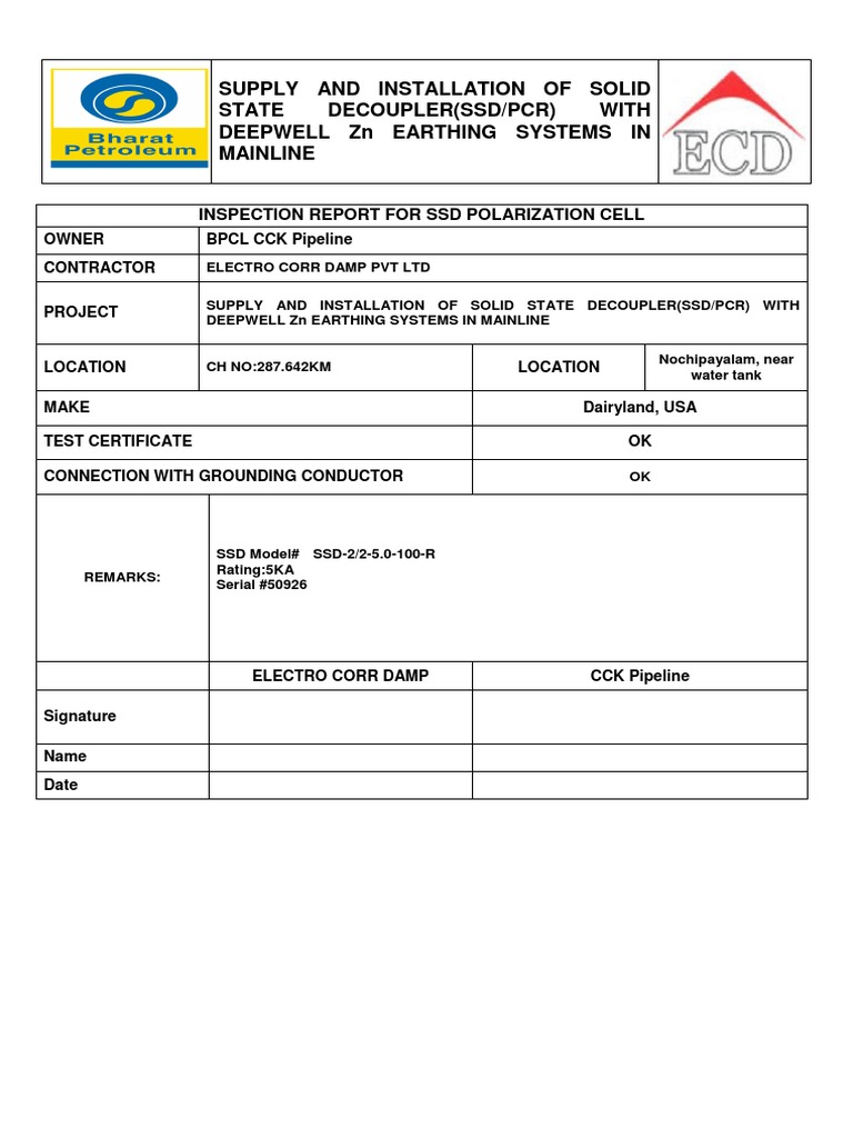Inspection Report For Polarization Cell | PDF | Electrical Components ...