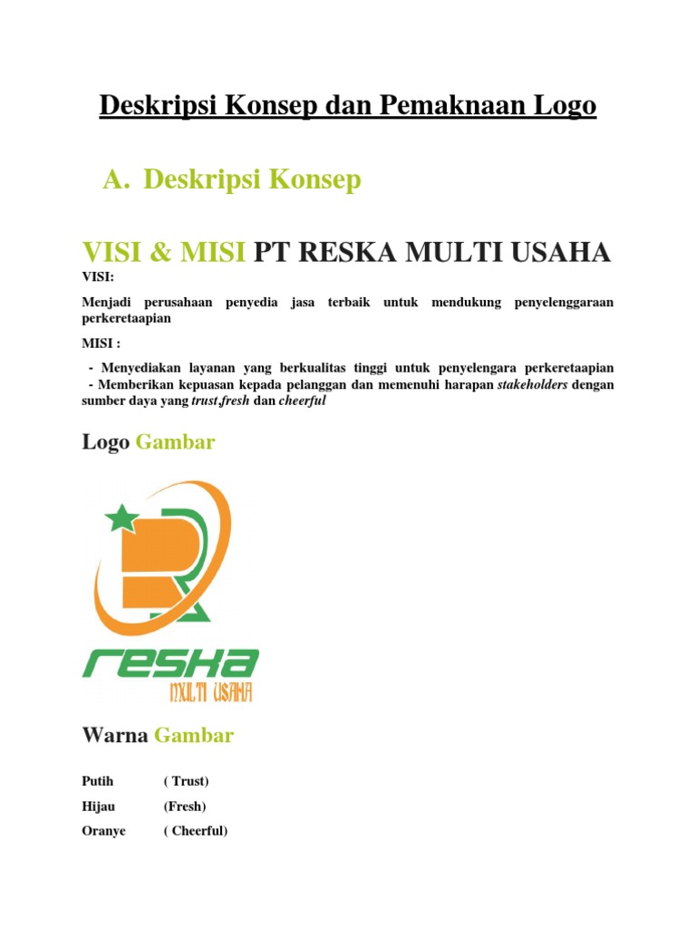 Deskripsi Konsep Dan Pemaknaan Logo Baru PT. Reska Multi Usaha | PDF