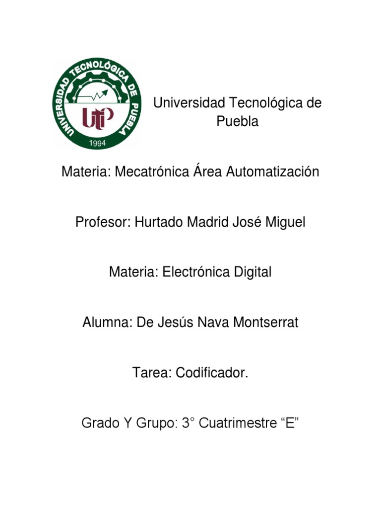 Tarea#11 Codificador | PDF | Ingeniería Informática | Tecnología digital
