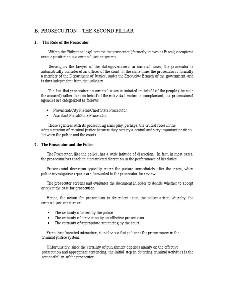 Prosecution as the Second Pillar of Justice | PDF | Plea Bargain ...