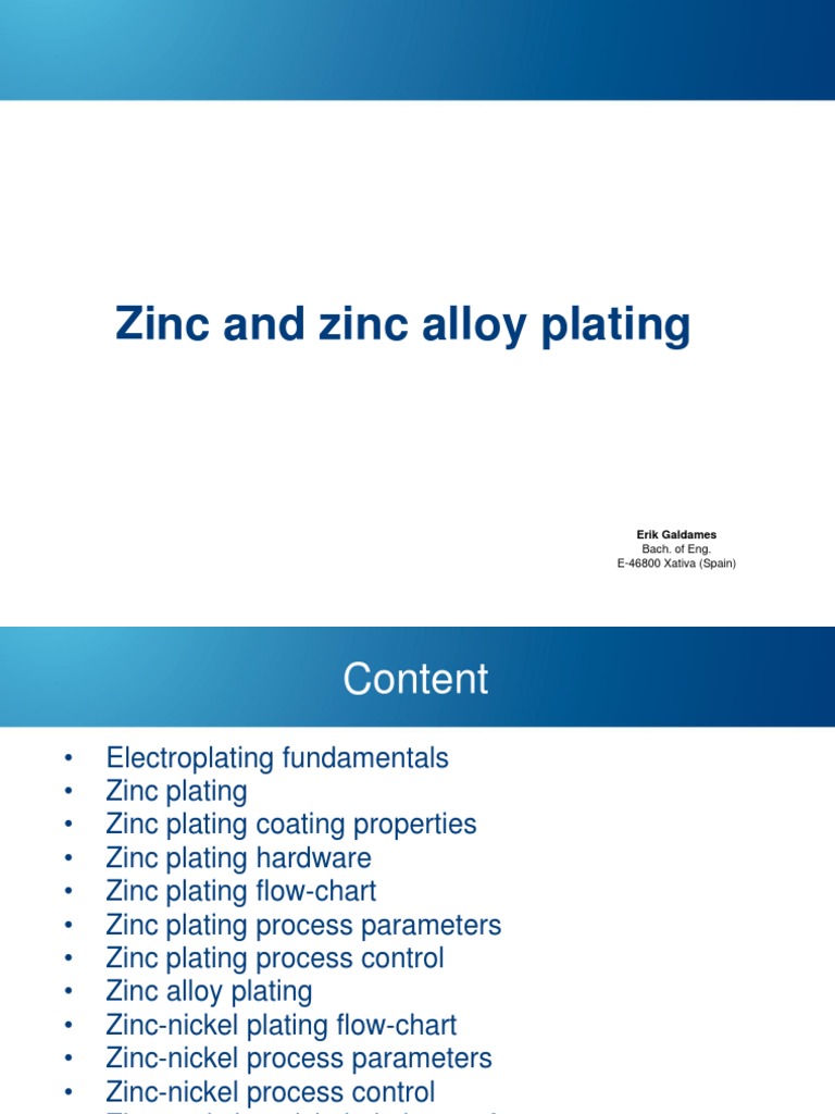 Electroplating Fundamentals and Processes for Zinc and Zinc-Alloy ...