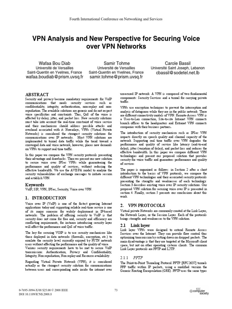 VPN Analysis and New Perspective For Securing Voice Over VPN Networks | Download Free PDF ...