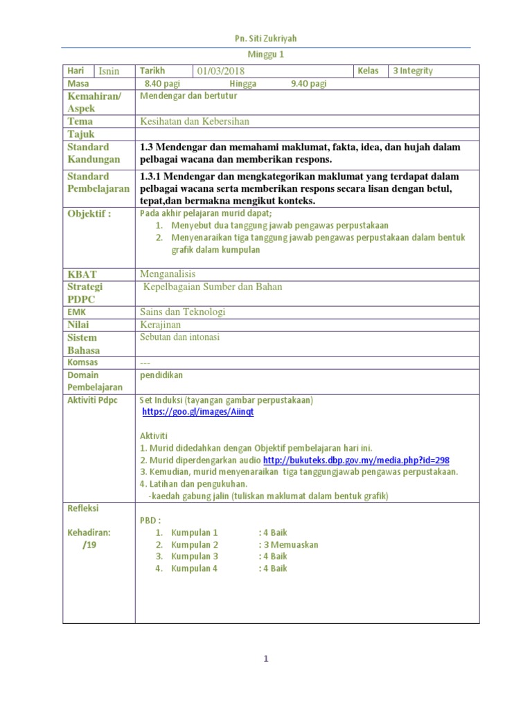 Contoh RPH KSSM Tingkatan 3 Bahasa Melayu | PDF