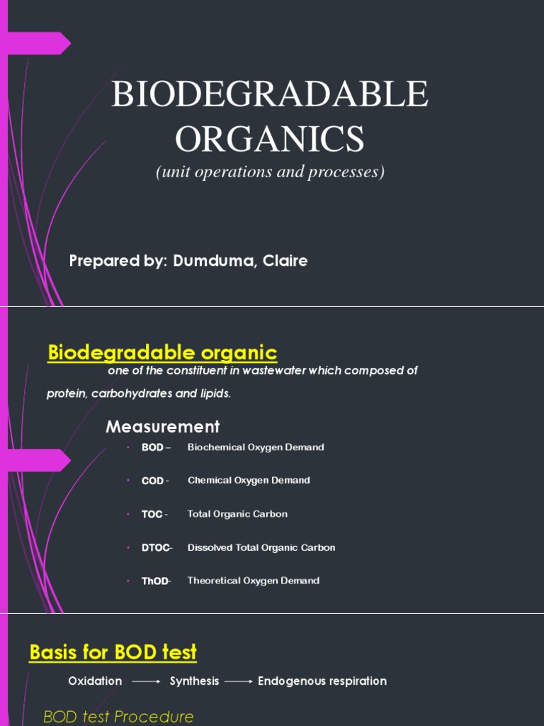 Biodegradable Organics: (Unit Operations and Processes) | PDF | Sewage ...